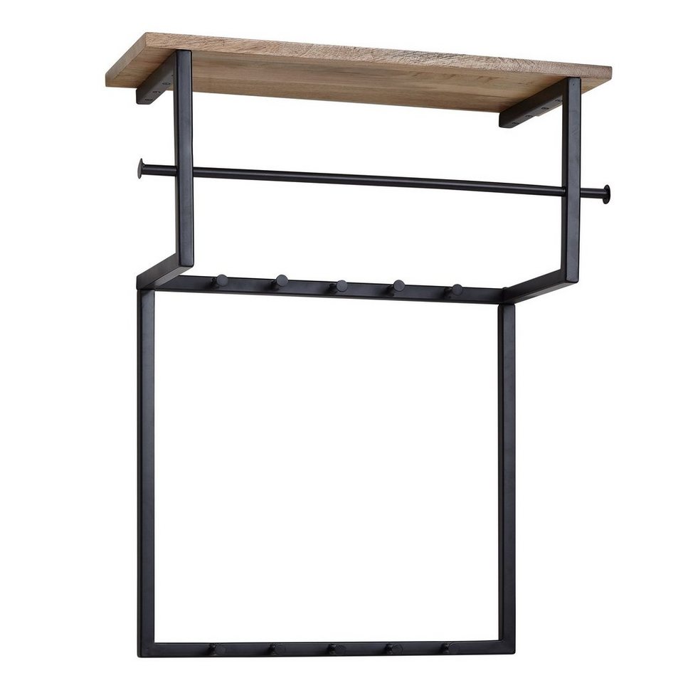 Möbelando Wandgarderobe Design Wandgarderobe Mango Massivholz Metall