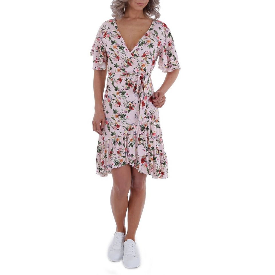 Ital Design Sommerkleid Damen Freizeit Geblümt Stretch Sommerkleid In Rosa