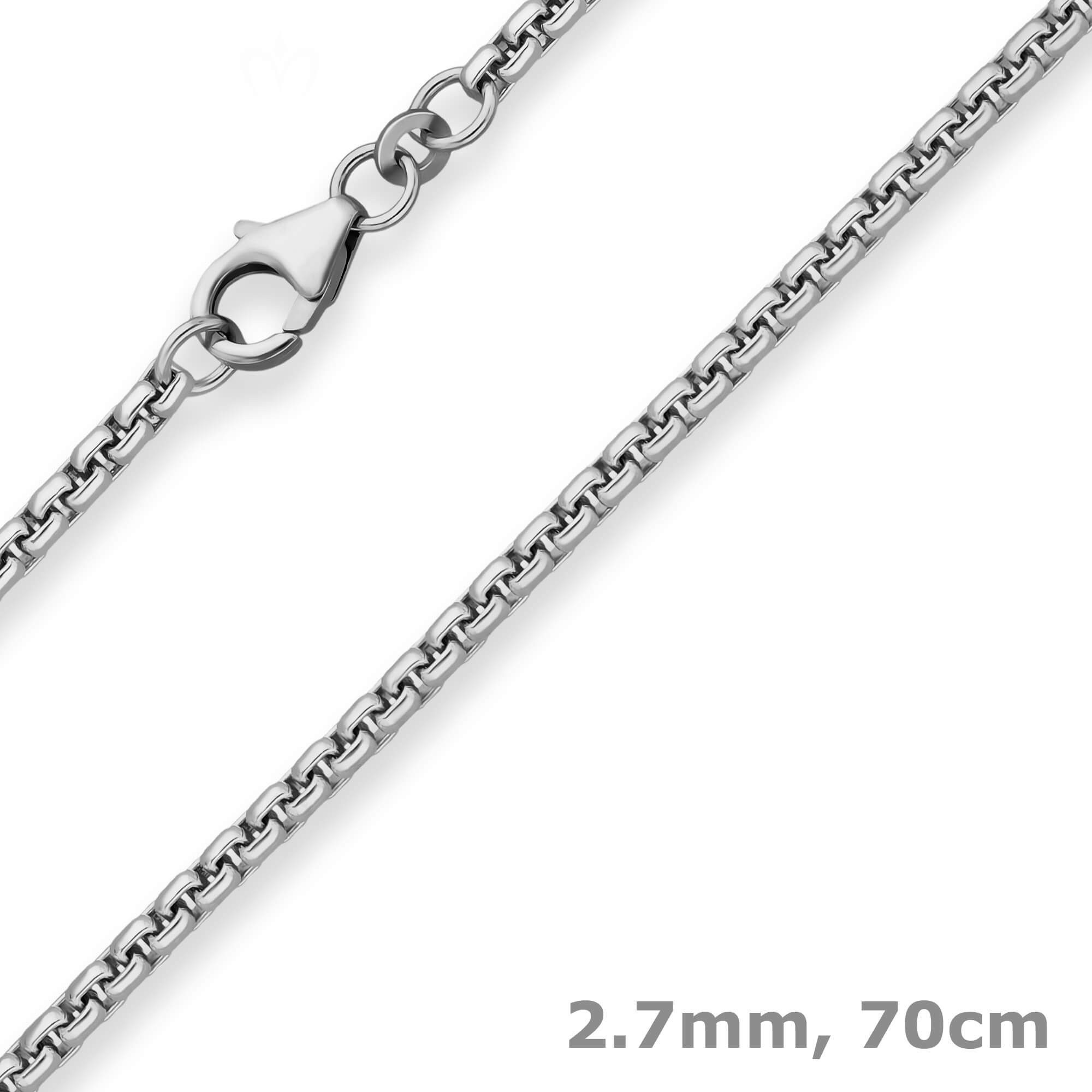 Schmuck Krone Silberkette 2,7mm Veneziakette rund aus 925 Silber rhodiniert 70cm, Silber 925