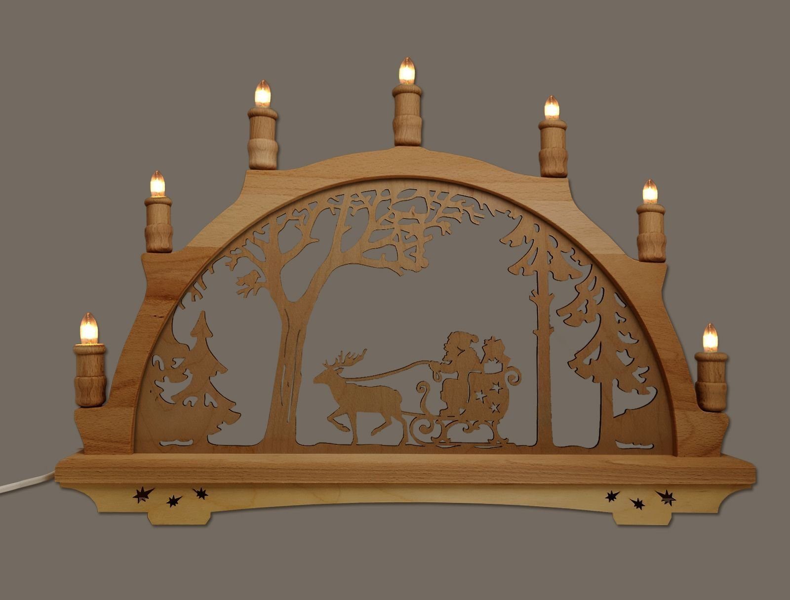 Dekoteam24 Schwibbogen Erzgebirge Holz Schwibbogen - Weihnachtsmann - 7 ...