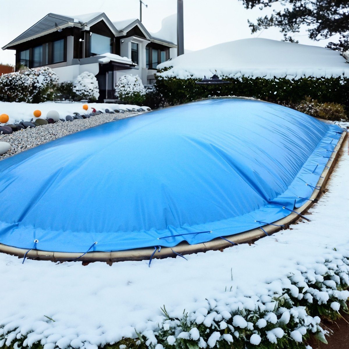 EVOLUTION Pool-Abdeckplane Aufblasbare Poolabdeckung Oval Blau ...