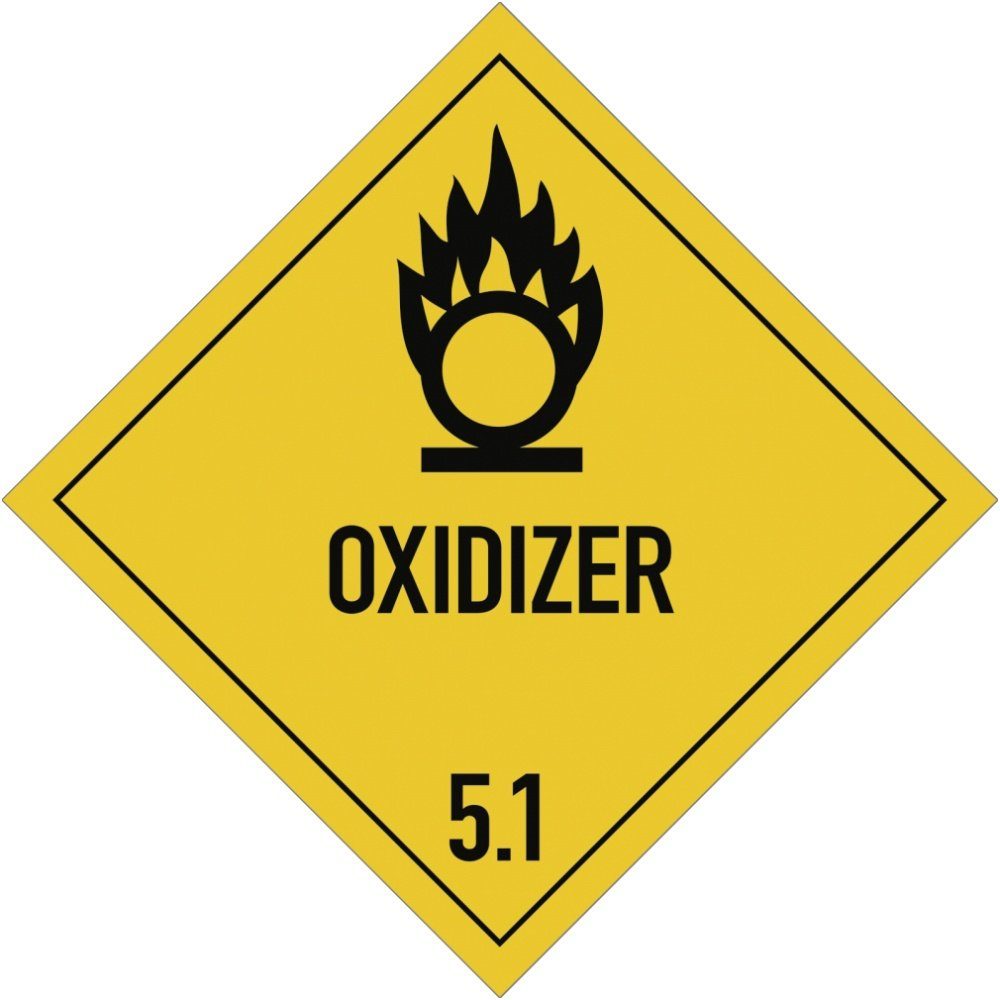 König Werbeanlagen Hinweisschild Gefahrzettel Klasse 5 Nr. 5.1 Text OXIDIZER, Kombischild, ADR