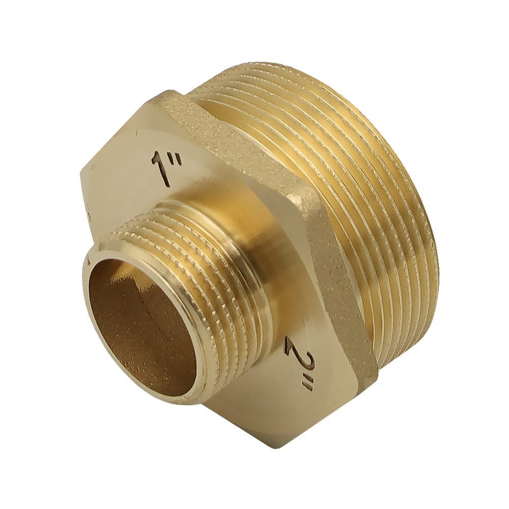 General Fittins Gewindefitting Messing Reduziernippel 1" auf 2 Zoll Übergangsnippel Reduzierung