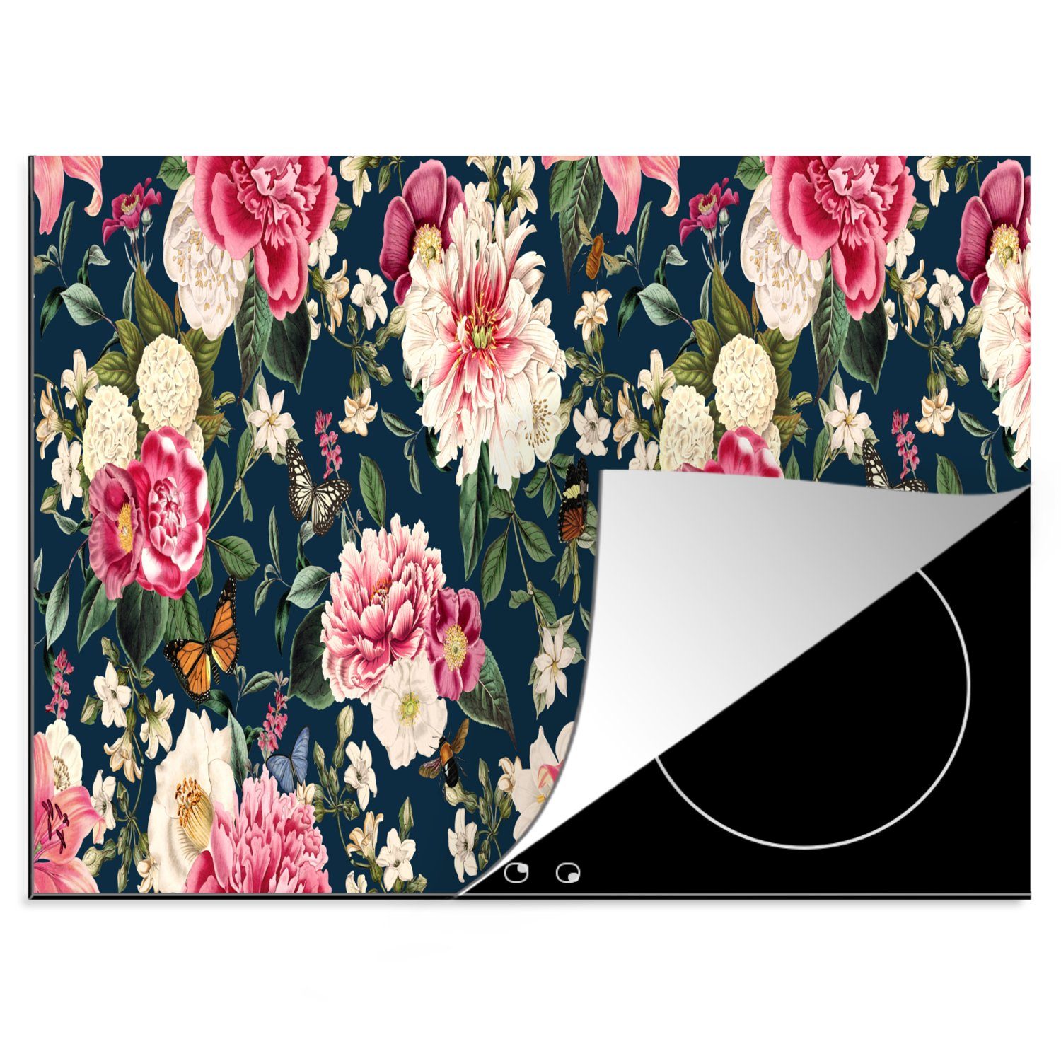 Muchowow Herdblende Abdeckplatte Muster Rose Blätter Vinyl 1