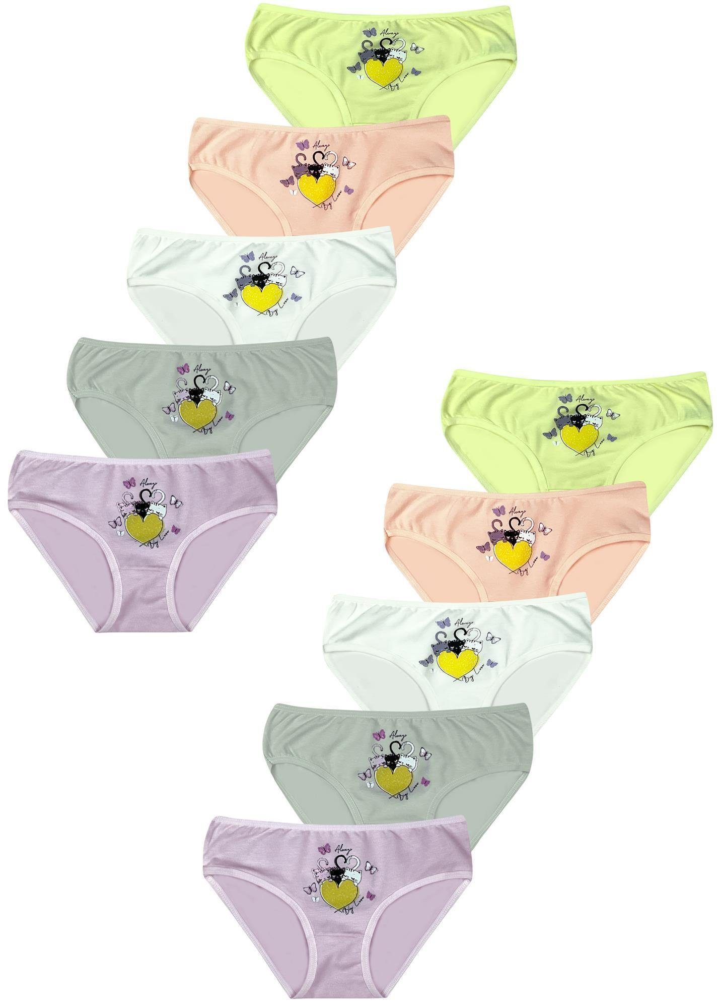 Loreza Slip 10er Set Slips Katzen Bunt Spar Packung 10 St 10