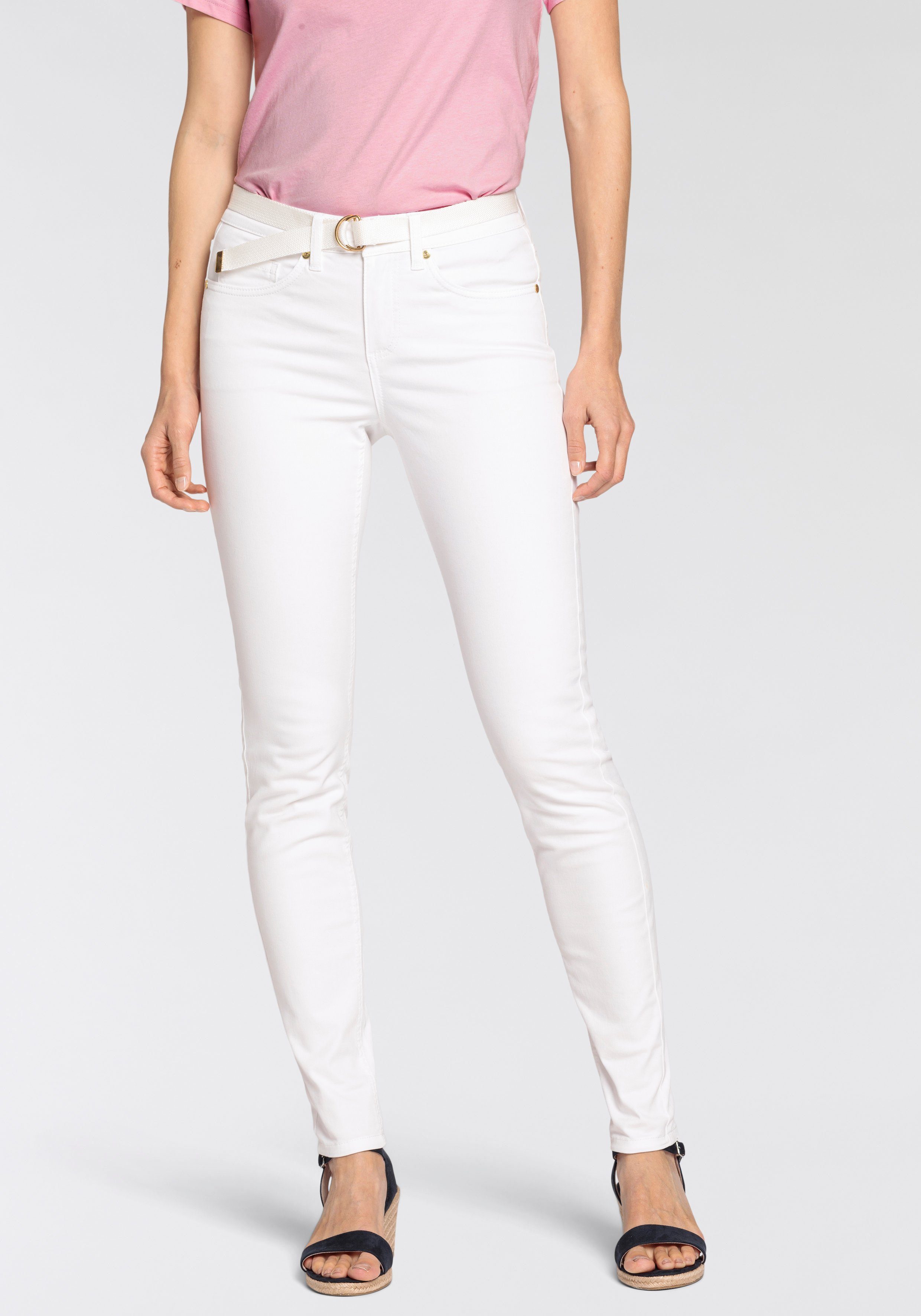 Delmao Röhrenjeans Set Mit Gürtel Schmale Passform Schmale Beinform