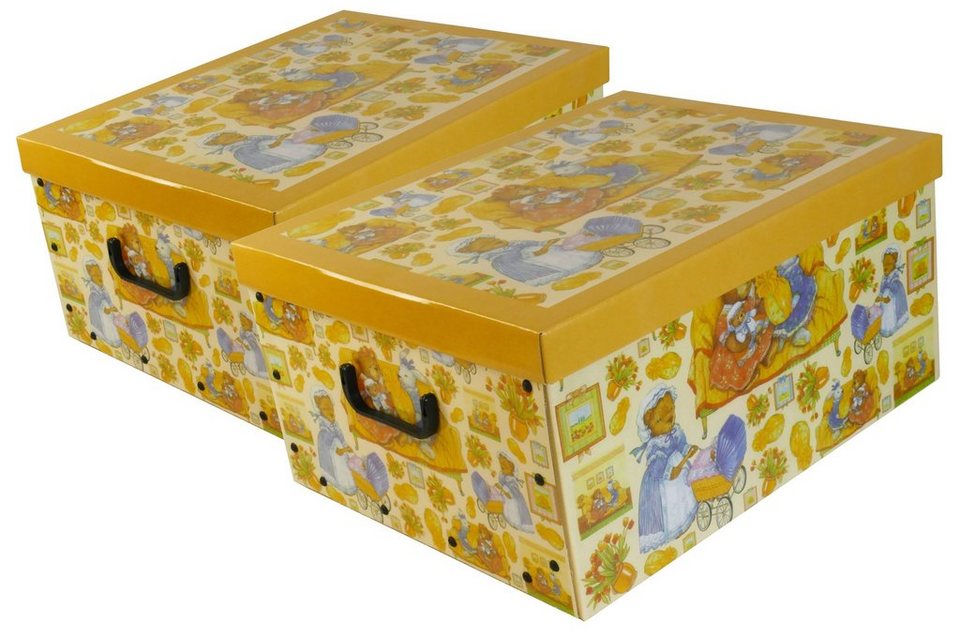 Artra Dekokorb Ordnungsboxen Deko Karton 2er Set Box Clip Teddybär