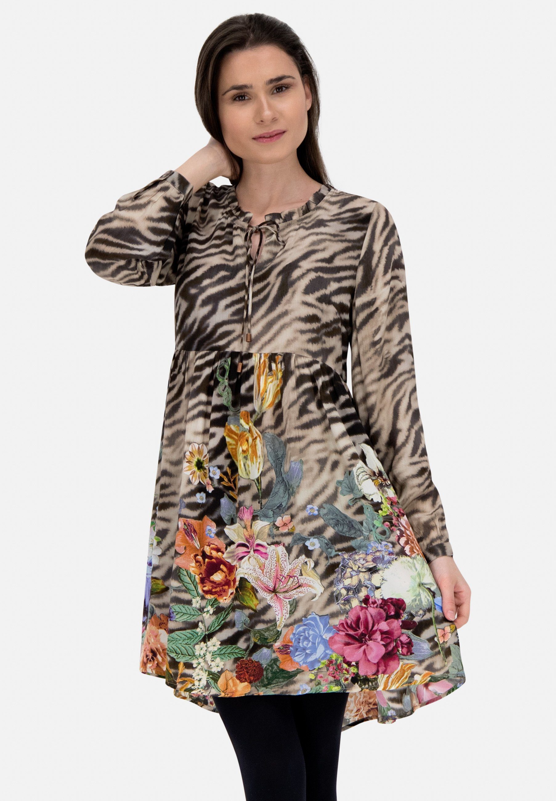 Frogbox Druckkleid ZEBRA mit langen Armen