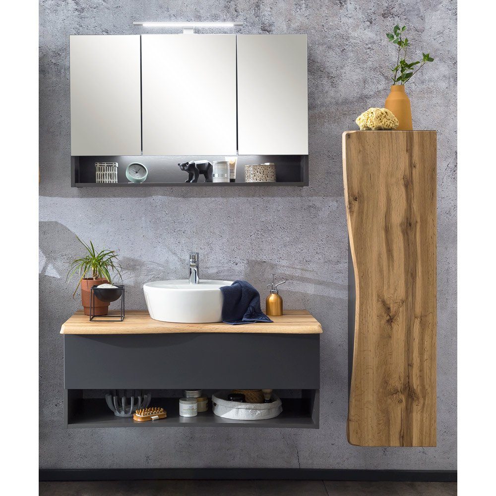 Lomadox Badmöbel Set Kahla 03 Spar Set 3 St 3 Tlg In Anthrazit