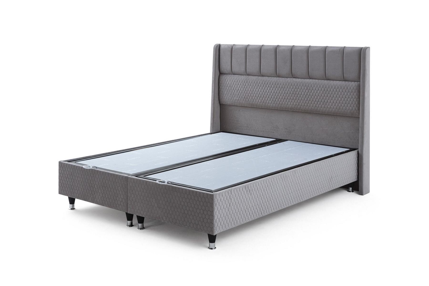 Jvmoebel Bett Schlafzimmer Graues Textilbett Designer Rechteckige Bett