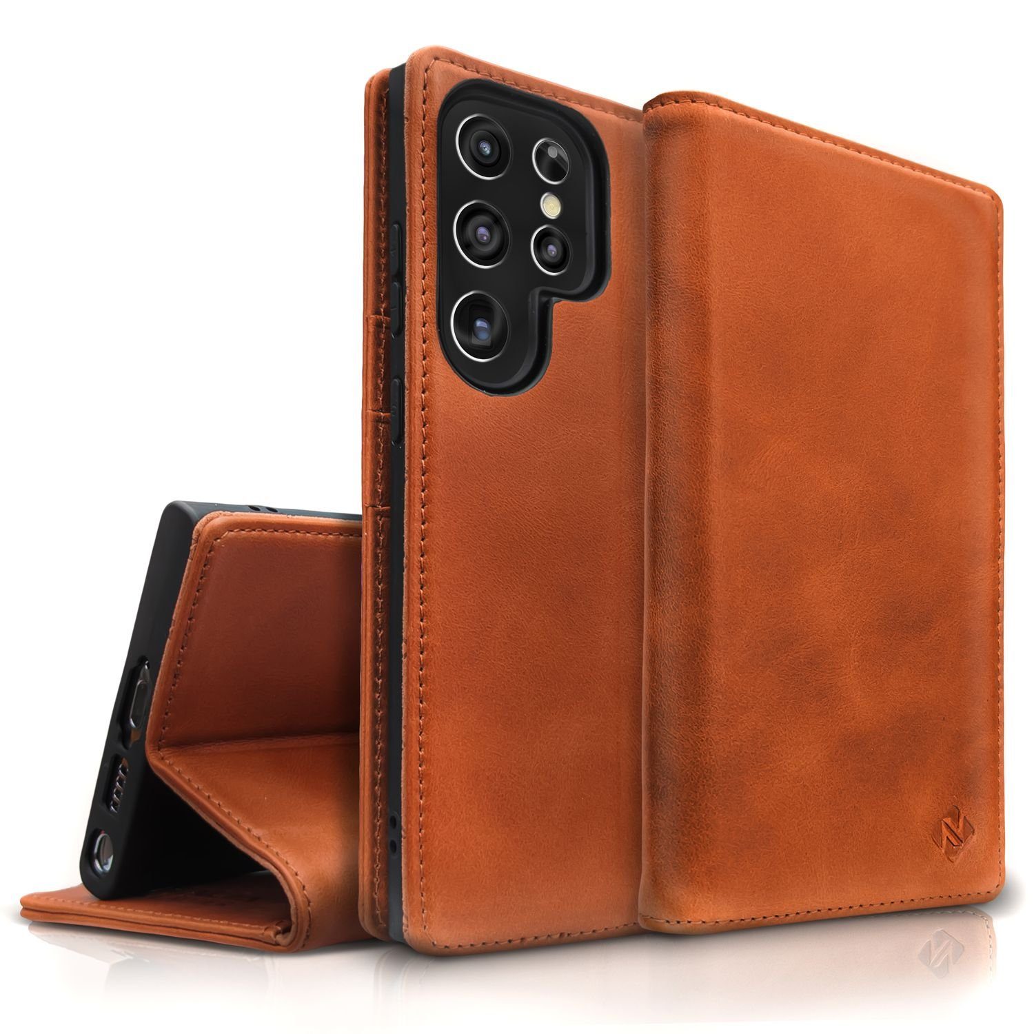 Nalia Flip Case Samsung Galaxy S23 Ultra Echt Leder Flip Case Hülle