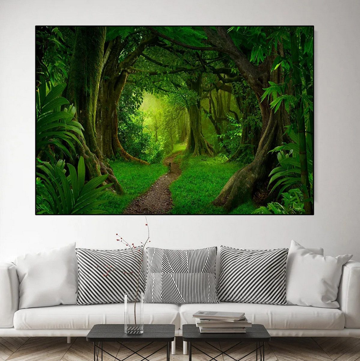 TPFLiving Kunstdruck (OHNE RAHMEN) Poster - Leinwand - Wandbild, Landschaft tropischer Wald ...
