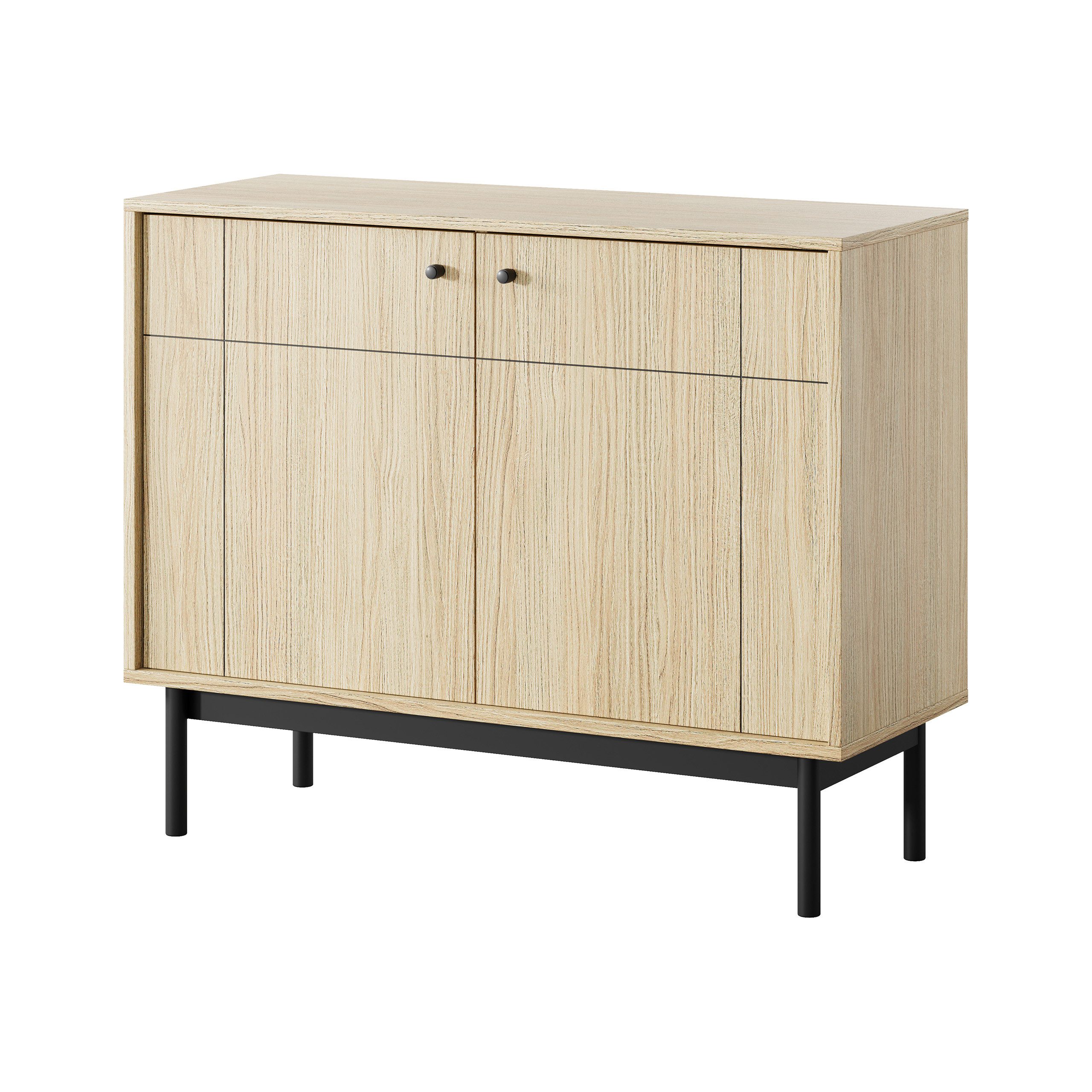 Masseno Kommode DRAVEN 100 cm Sideboard mit 2 Türen Eiche Wotan