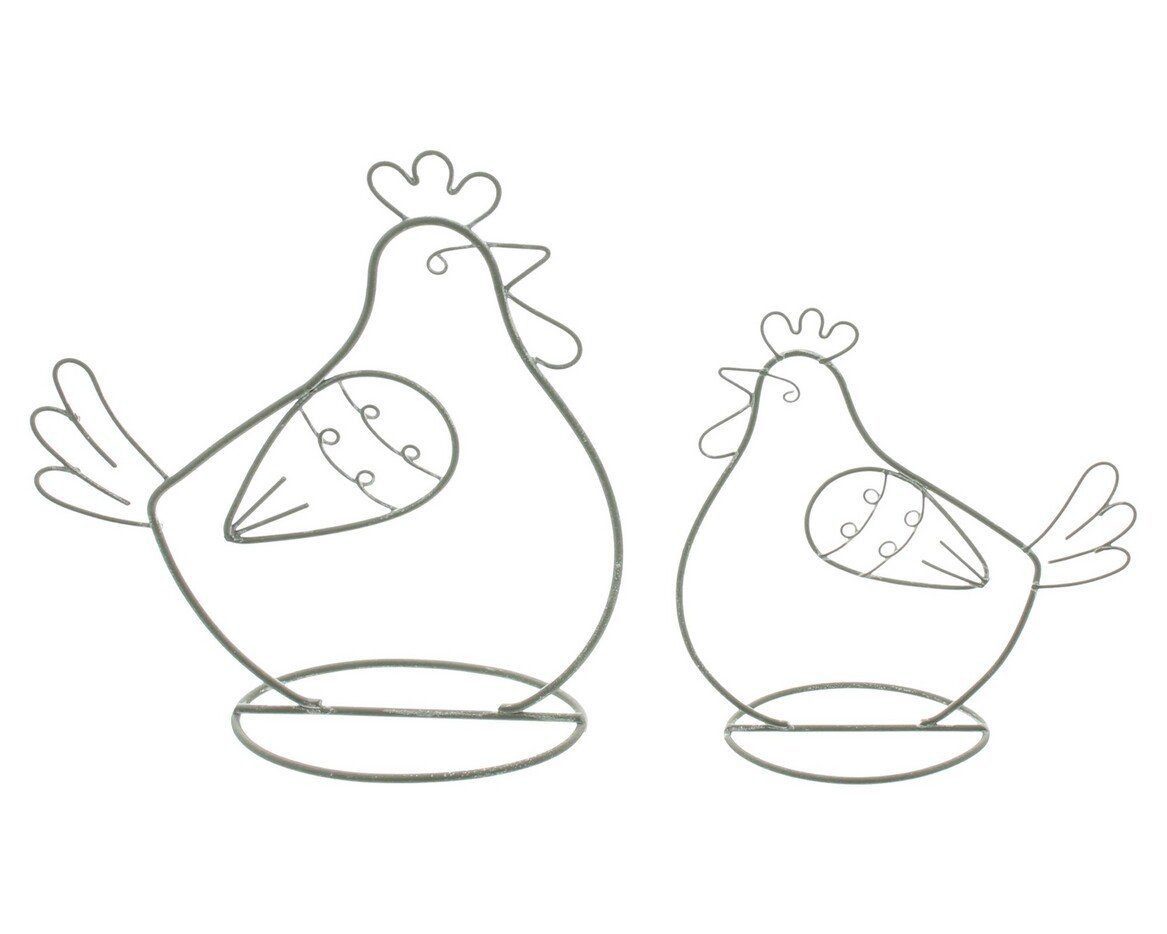 Home Trends24de Dekofigur Huhn Metalldeko Grau Dekofigur Figur Objekt