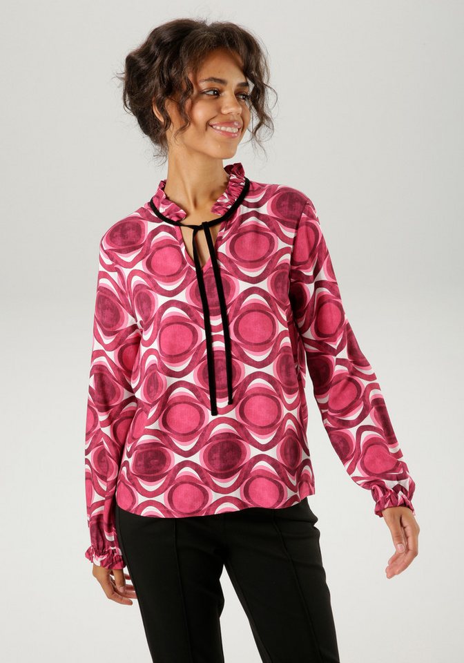 Aniston Casual Schlupfbluse Mit Trendfarbenen Grafischem Druck