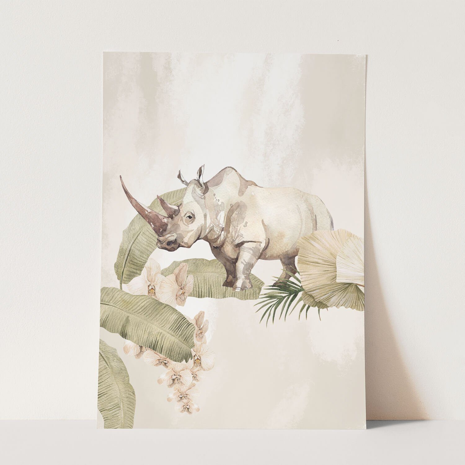 Sinus Art Wandbild Wandbild Tier Motiv Nashorn Afrika Safari Aquarell