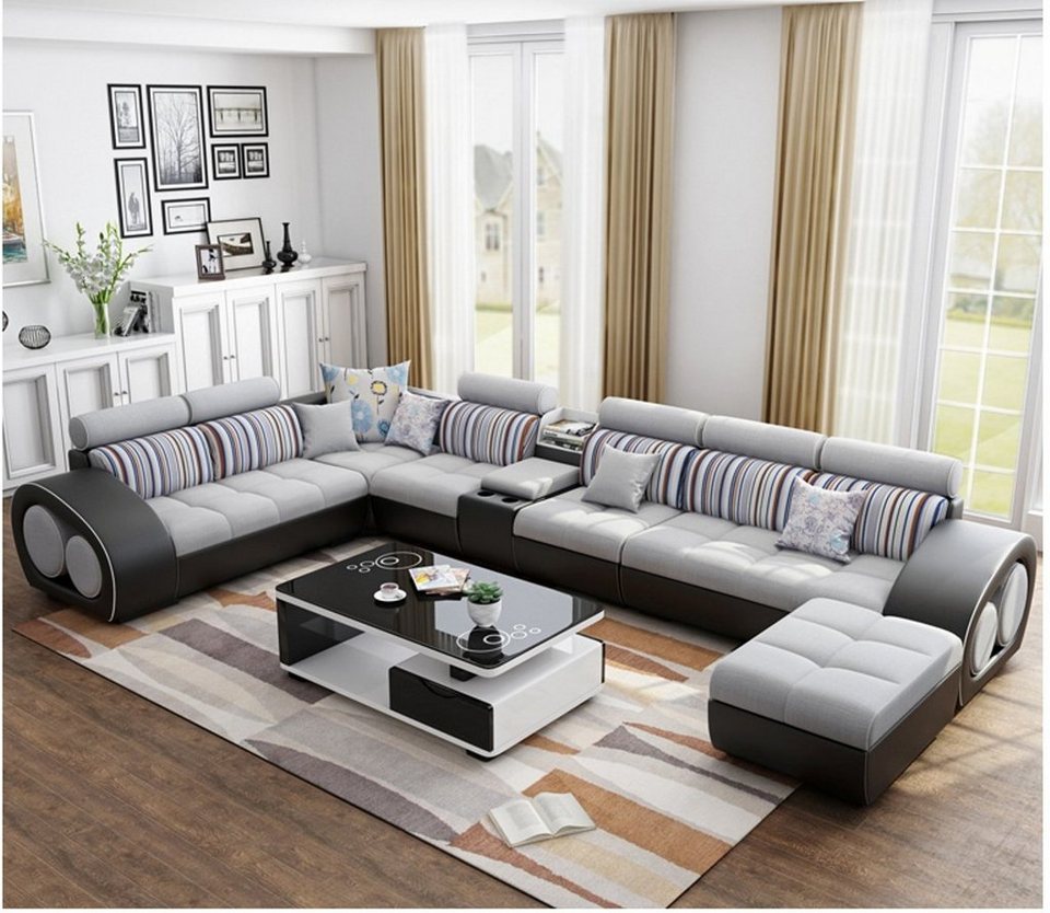 Jvmoebel Ecksofa Designer Sofa Couch Ecksofa Mit Hocker Polster