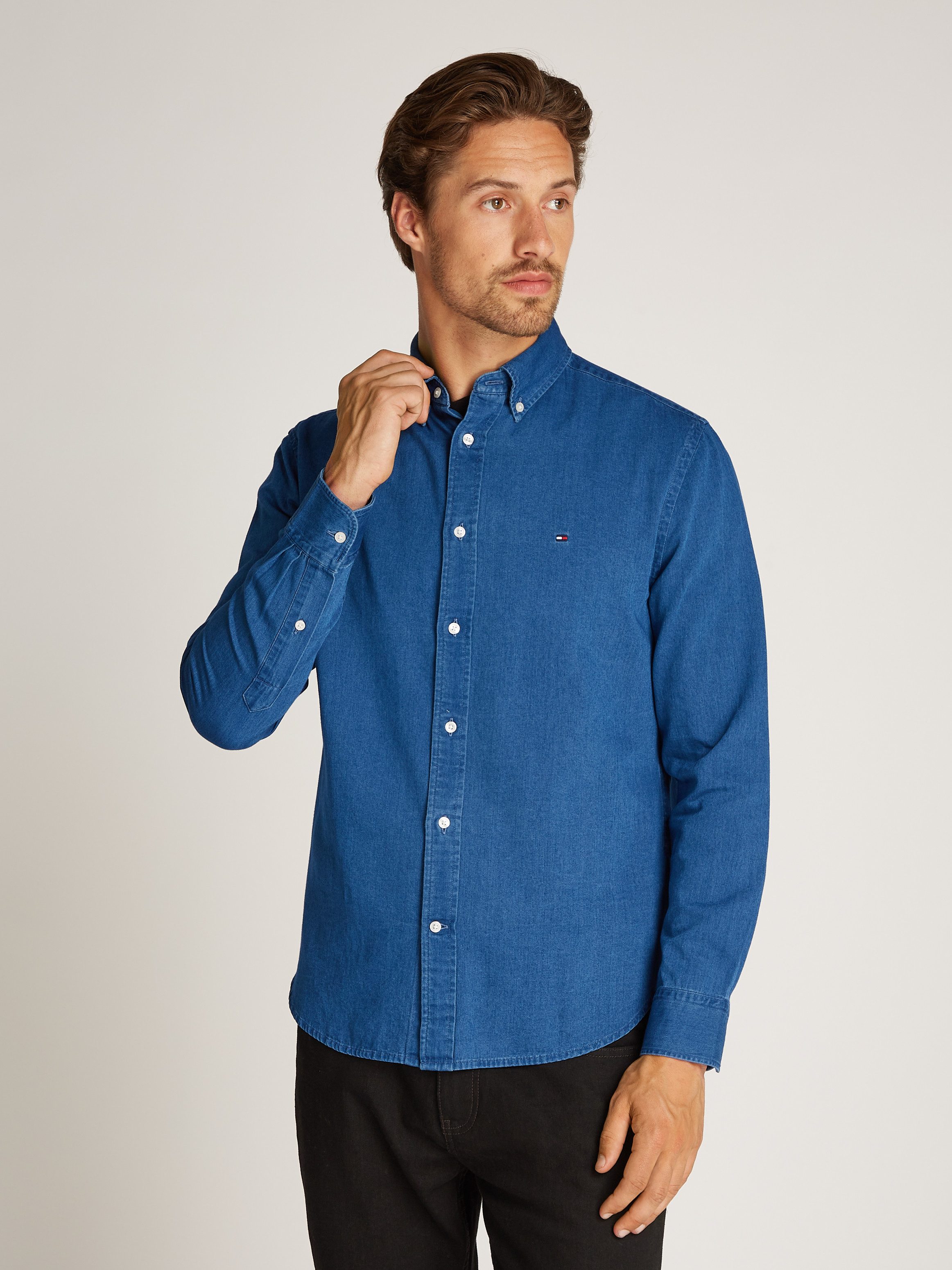 Tommy hilfiger chambray shirt store