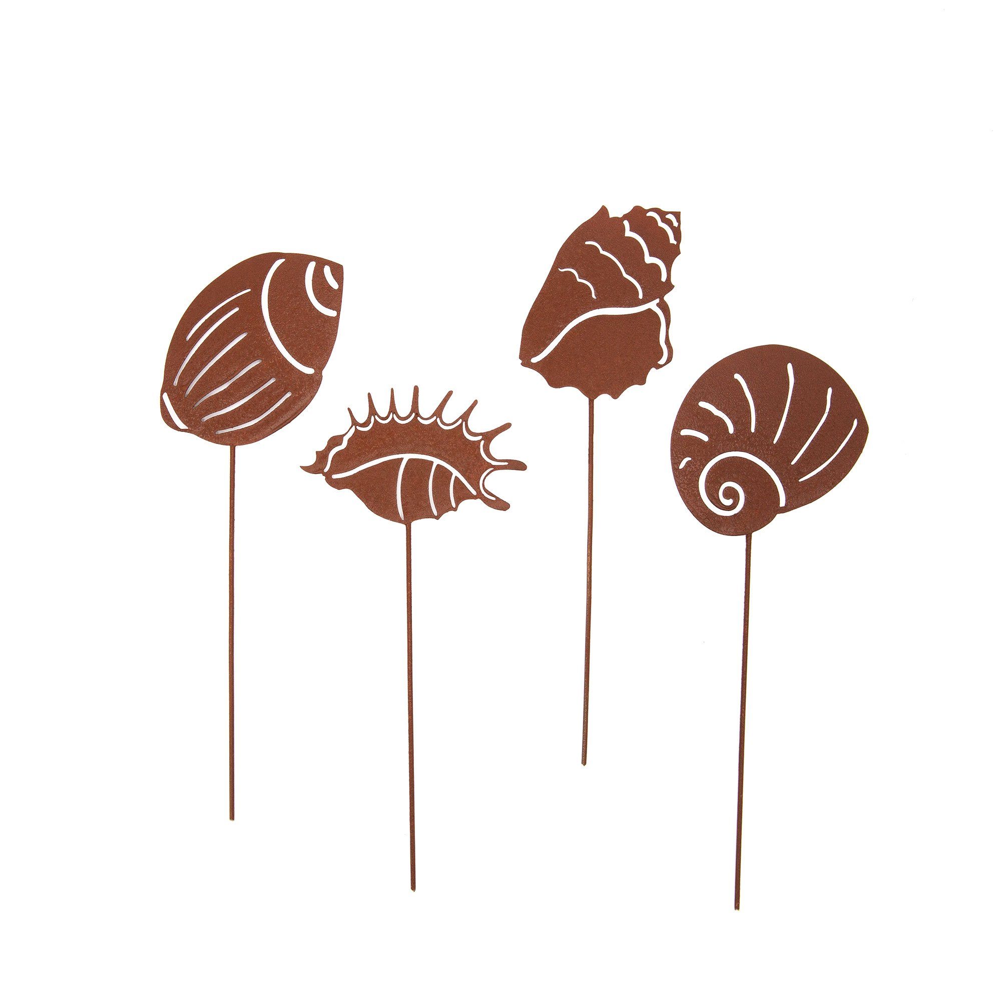 Unus Garden Gartenstecker Gartenstecker Rost Muscheln 4er Set 4 St