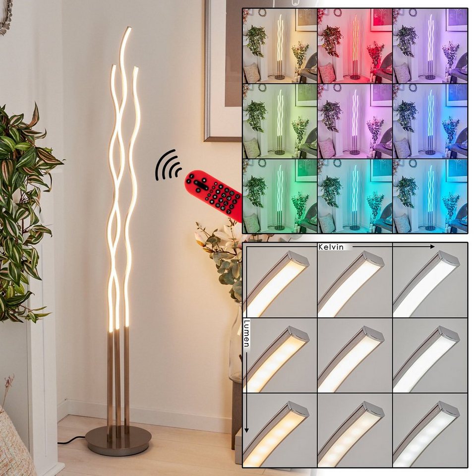 Hofstein Stehlampe Mollia Dimmbare Stehleuchte In Nickel Mattweiß