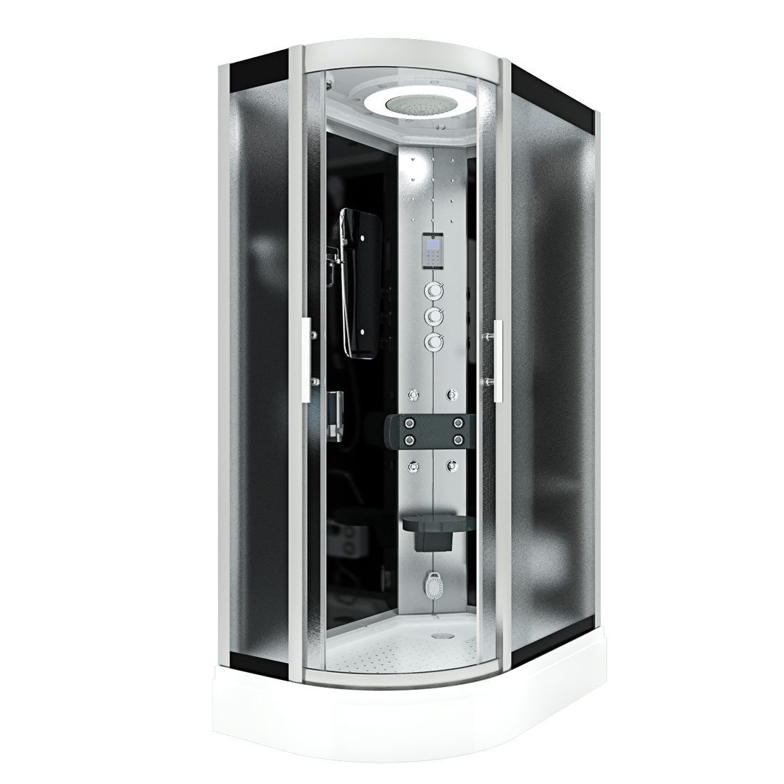 AcquaVapore Dampfdusche Dusche DampfduscheD60-73M3L-ALL sw 120x80, Sicherheitsglas ESG ...