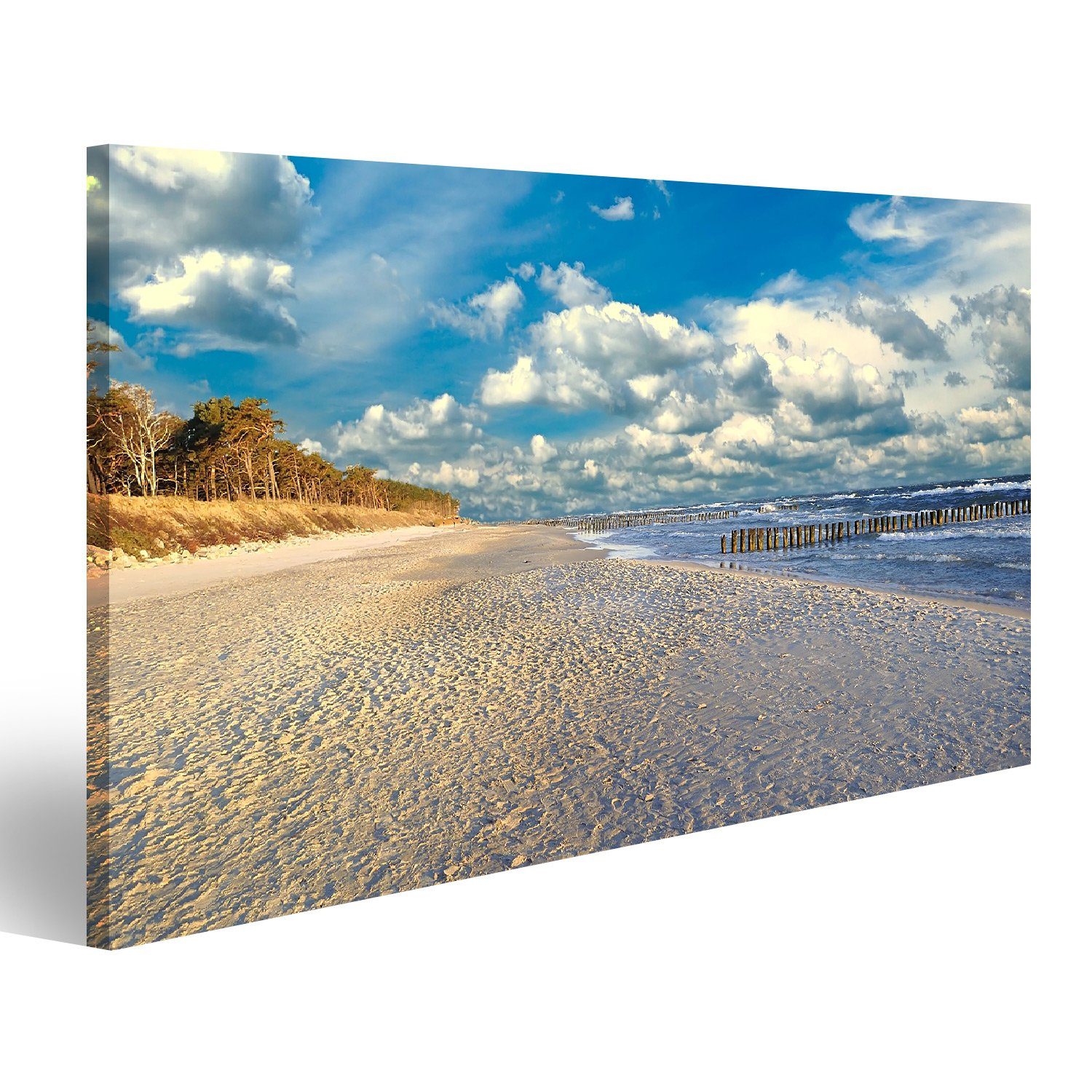 islandburner Leinwandbild Bild auf Leinwand Ostsee Strand mit Dünen und Meer Wandbild Leinwandbi