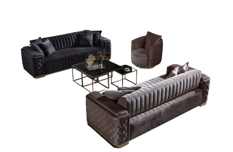 Xlmoebel Chesterfield Sofa 3 Teiliges Chesterfield Sofa Set In