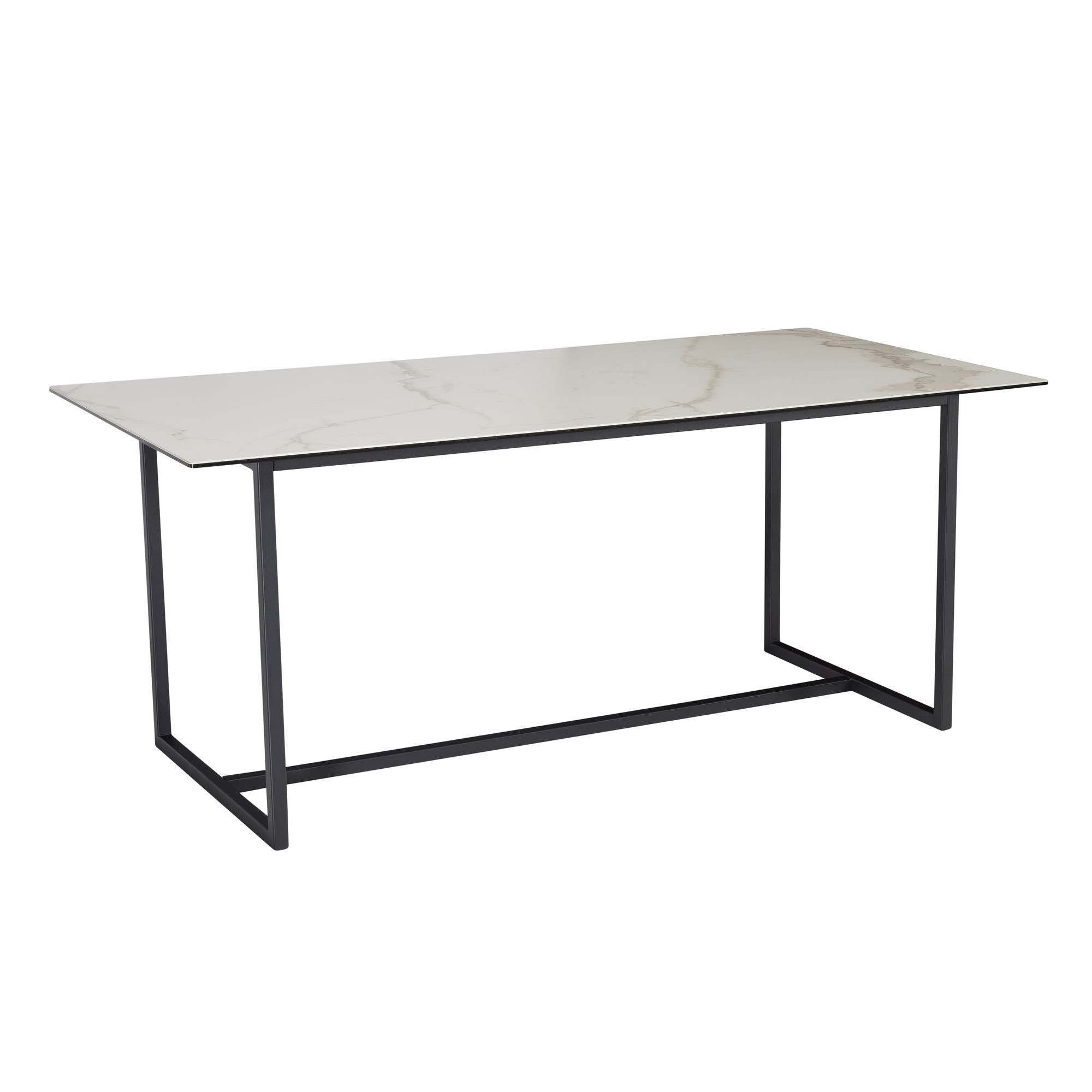 FINEBUY Esstisch Esstisch 180 × 90 cm Keramik Glas Metallgestell modern Design (Küchentisch ...
