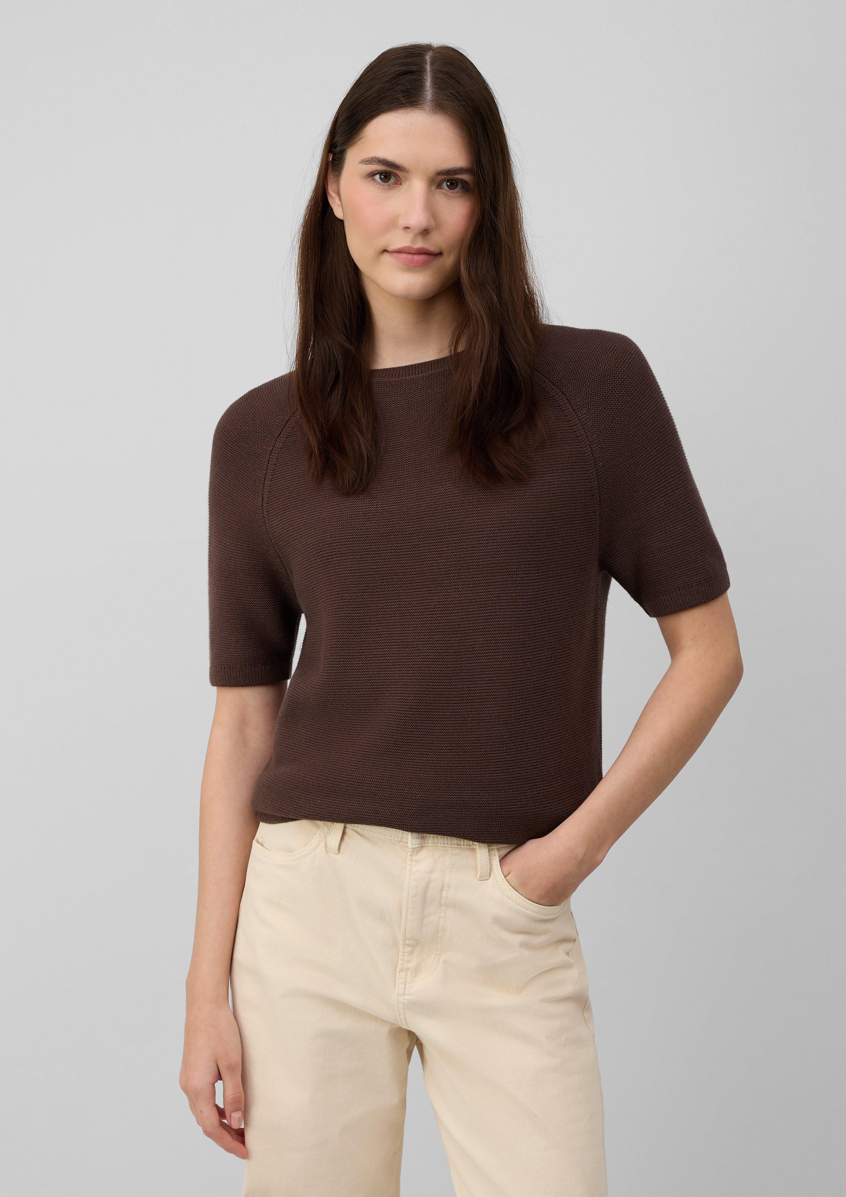 s.Oliver Strickpullover Kurzarm-Strickpullover aus Baumwollmix