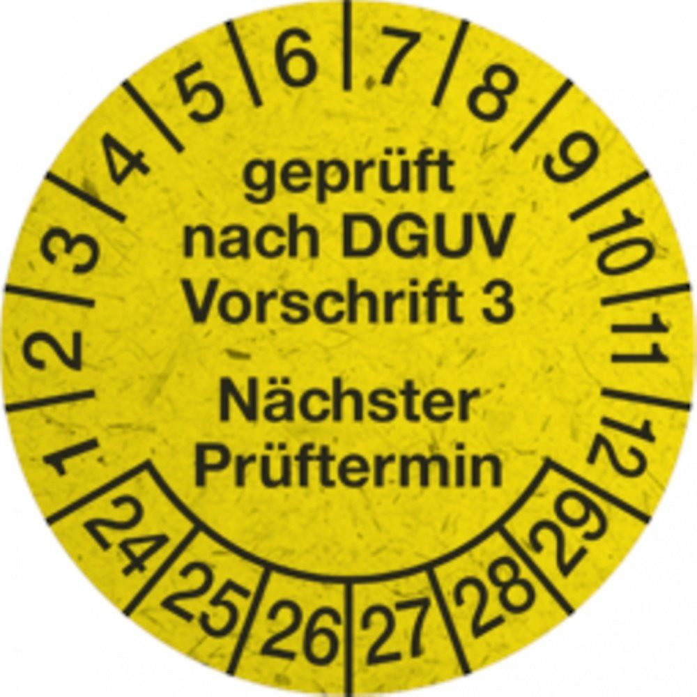 Dreifke Hinweisschild Dreifke® Prüfplakette DGUV Vorschrift 3 nächste Prüfung ab 2024, gelb