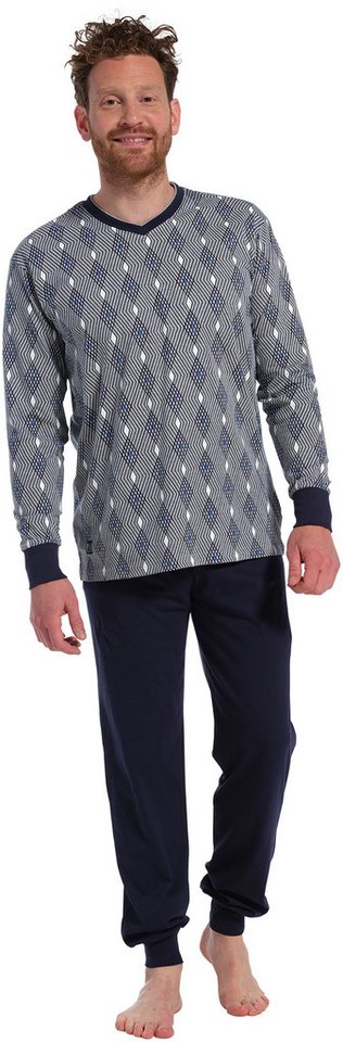 Pastunette Schlafanzug Herren Schlafanzug Lang 2 Tlg Modisches Design