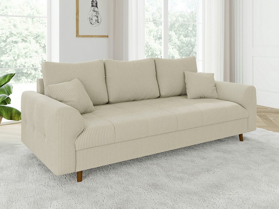 S Style Möbel 3 Sitzer Sofa Zara Mit Holzfüßen Im Skandinavischen Stil