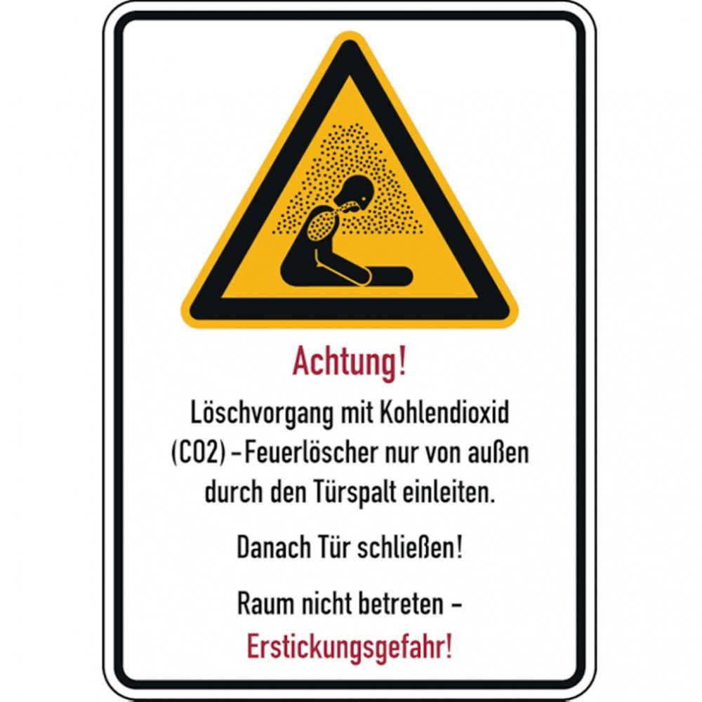 Dreifke Hinweisschild Dreifke® Aufkleber, Warnschild, Kombischild, Löschvorgang durch Türsp
