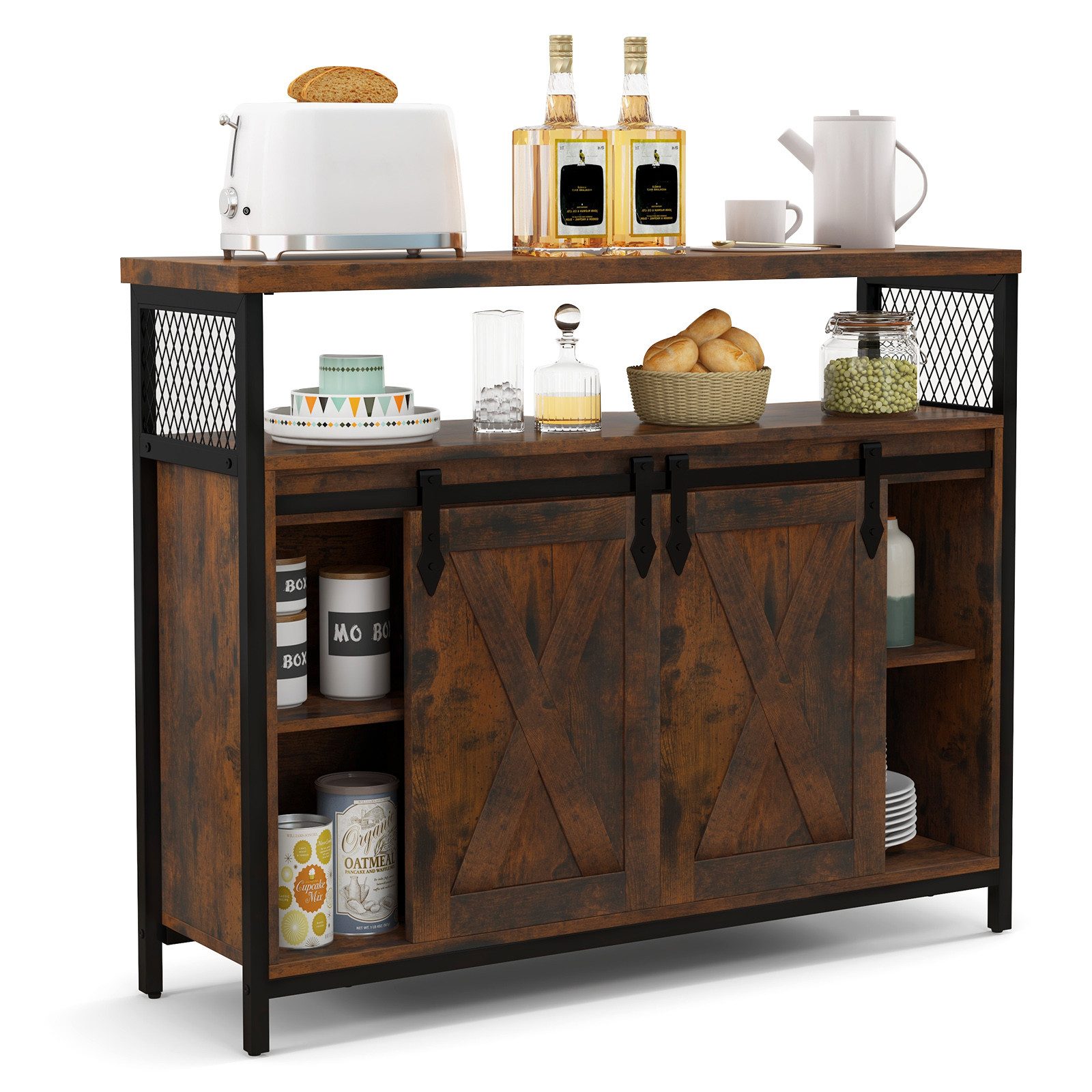 Komfotteu Sideboard Buffetschrank Mit Schiebetüren And Verstellbare Ablagen