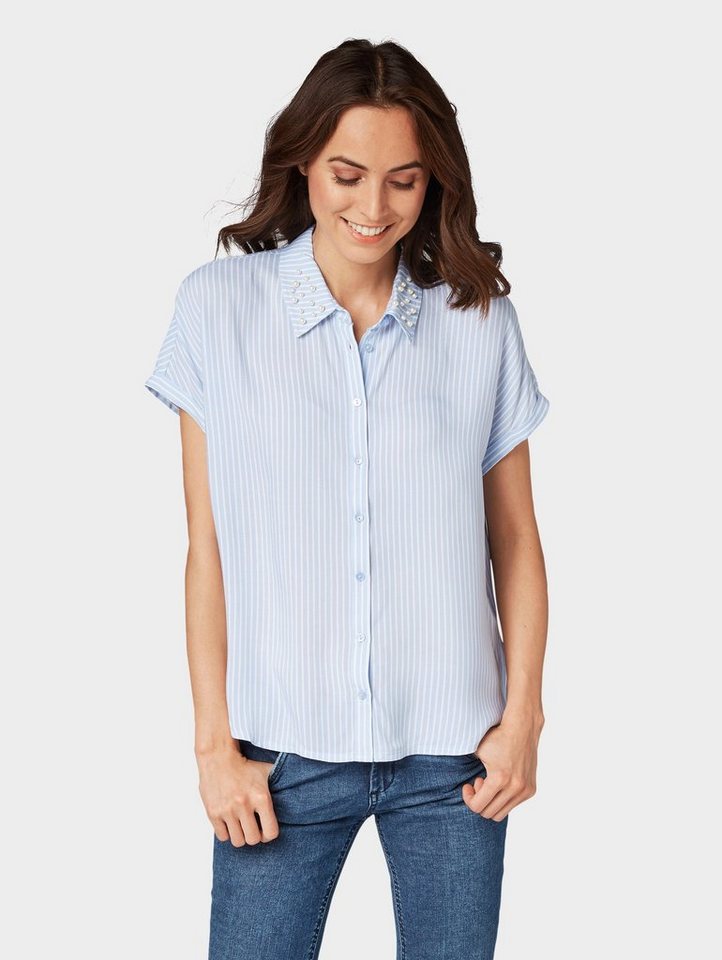 Tom Tailor Kurzarmbluse Bluse Mit Perlen Kaufen Otto