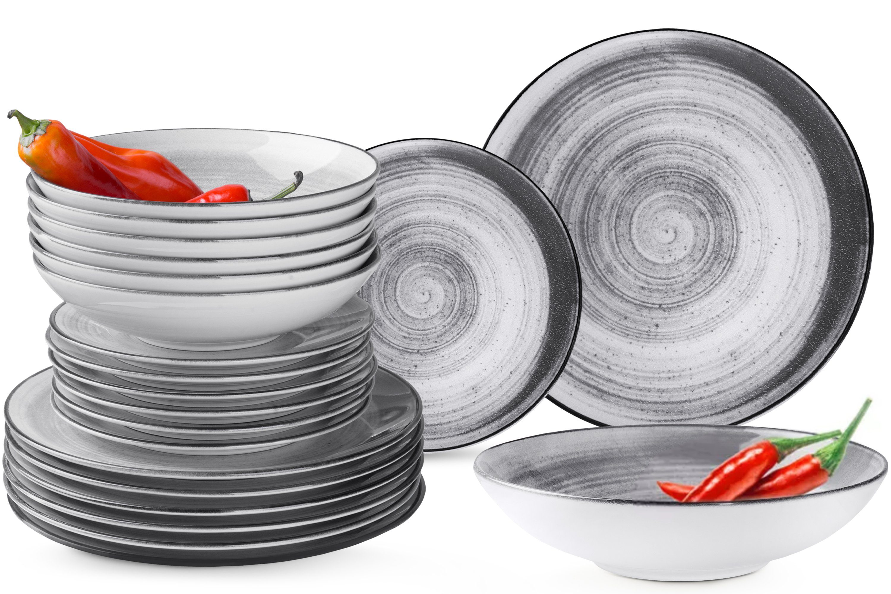 Konsimo Tafelservice Linari Speiseteller Suppenteller Dessertteller 18
