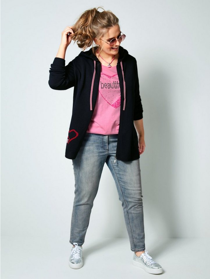 Janet And Joyce By Happy Size Strickjacke Mit Herz Motiv Online Kaufen Otto