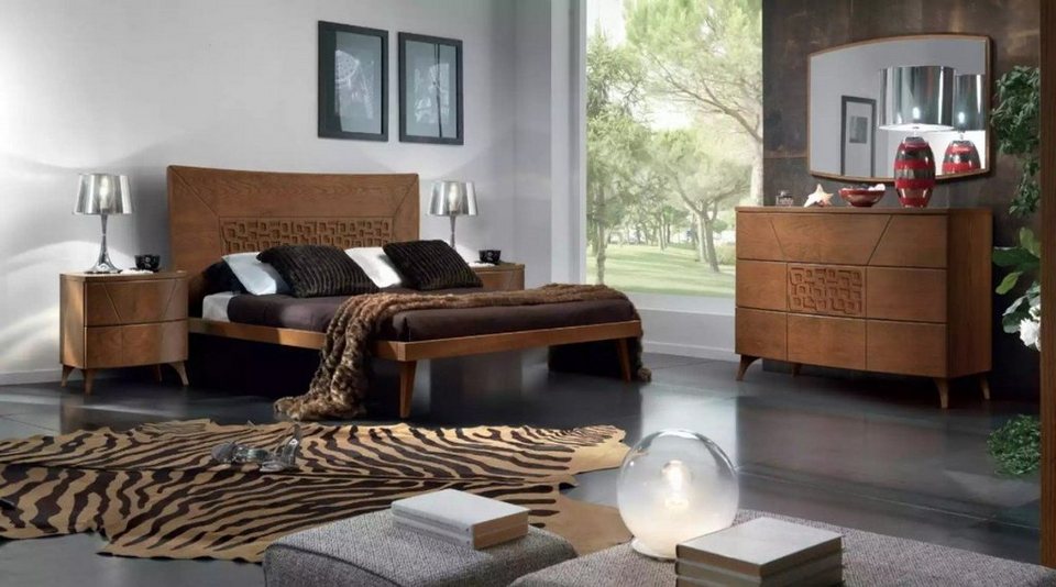 Jvmoebel Schlafzimmer Set Schlafzimmer Set Bett 2x Nachttische Kommode