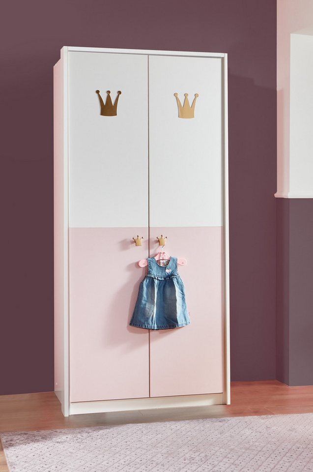 Wimex Kleiderschrank In Weiss Absetzungen Rose Mit 2 Türen Und 4