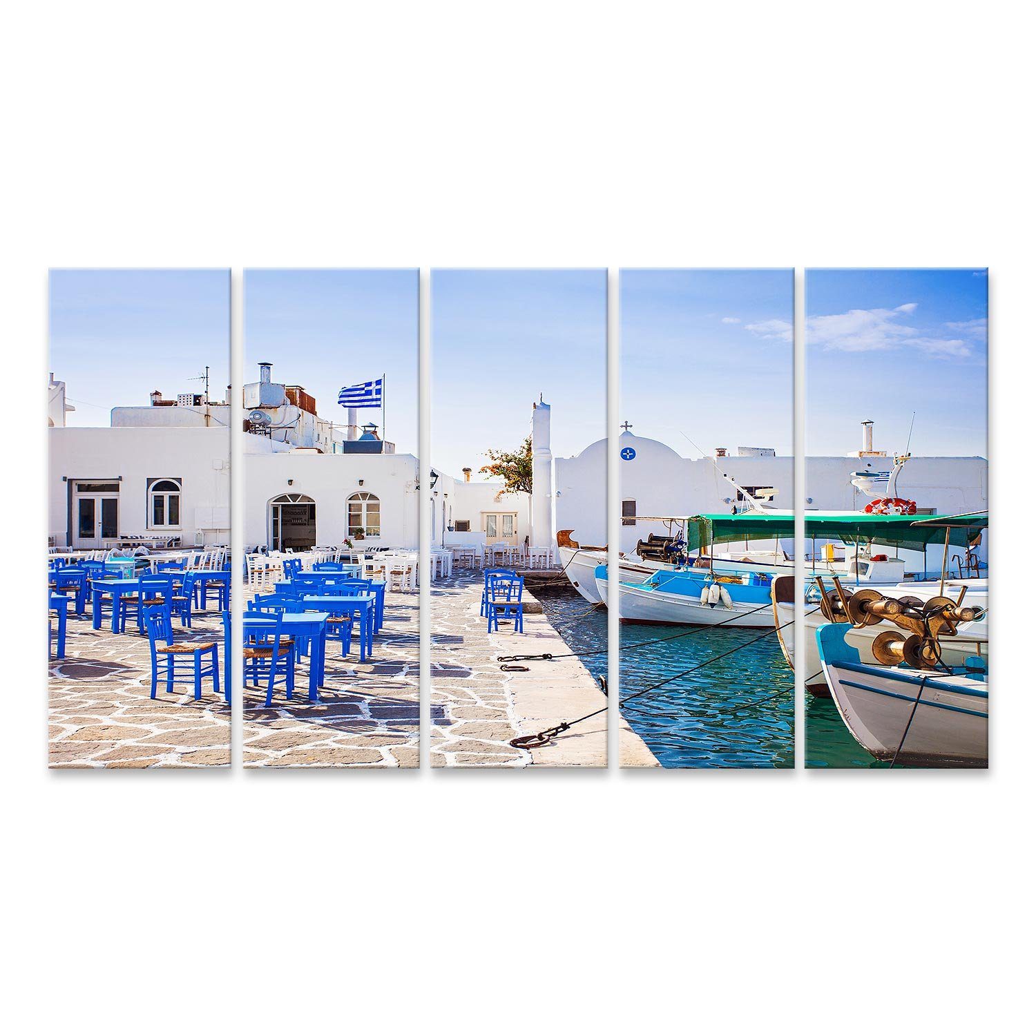 islandburner Leinwandbild Bild auf Leinwand Griechisches Fischerdorf in Paros Naousa Griechenlan