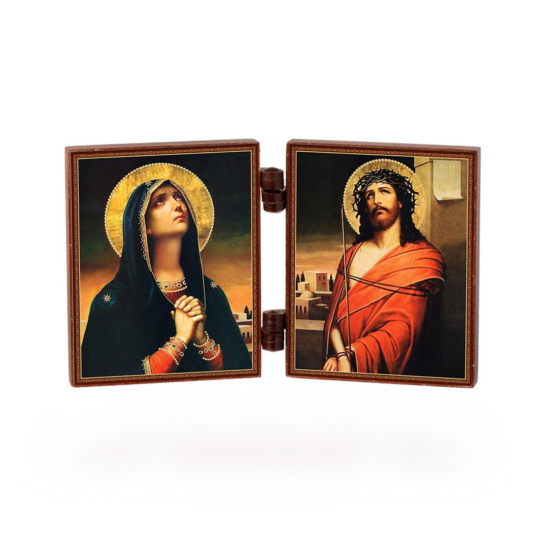 NKlaus Bild Ikone - Deva Maria & Jesus - christliche reise Altar Holz Diptychon, Religion