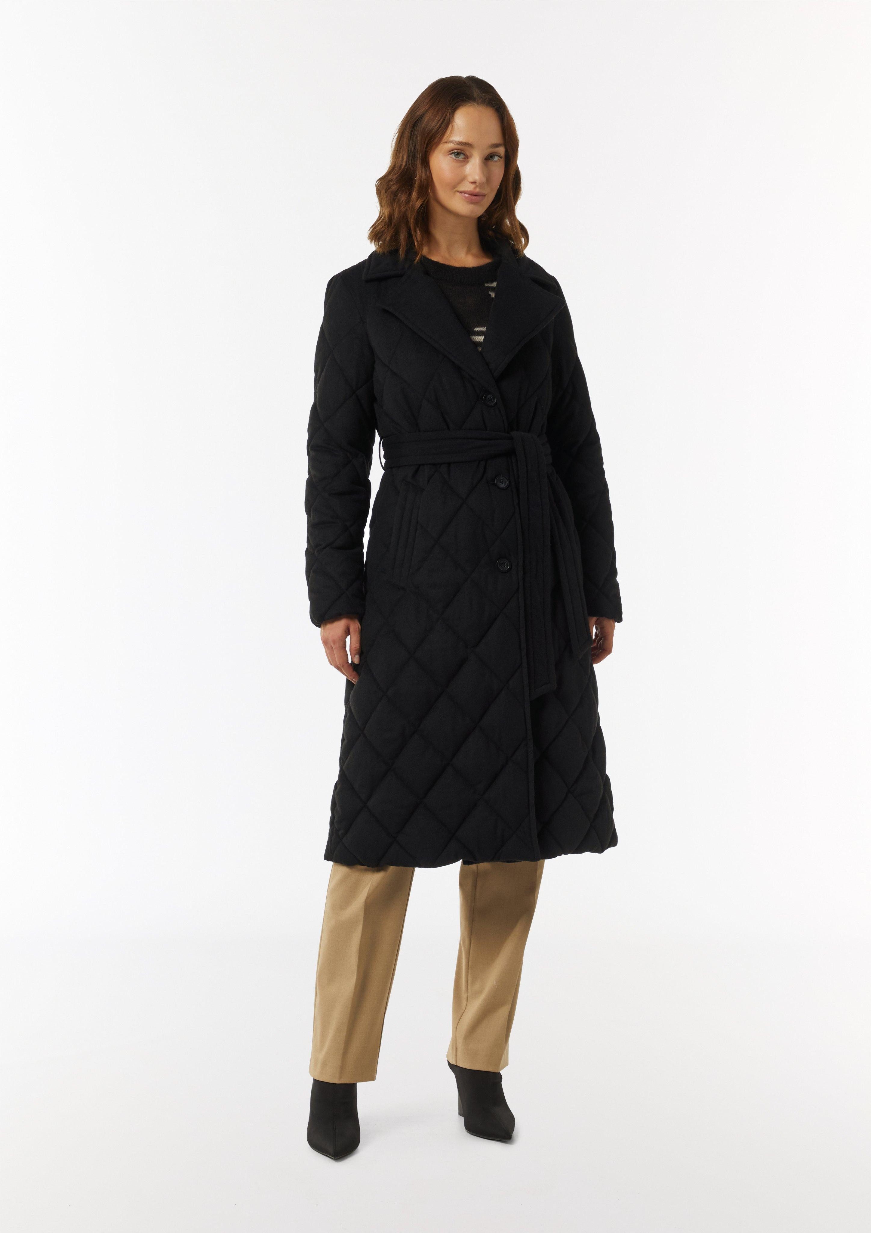 Comma Langmantel Wattierter Steppmantel Aus Wollmix