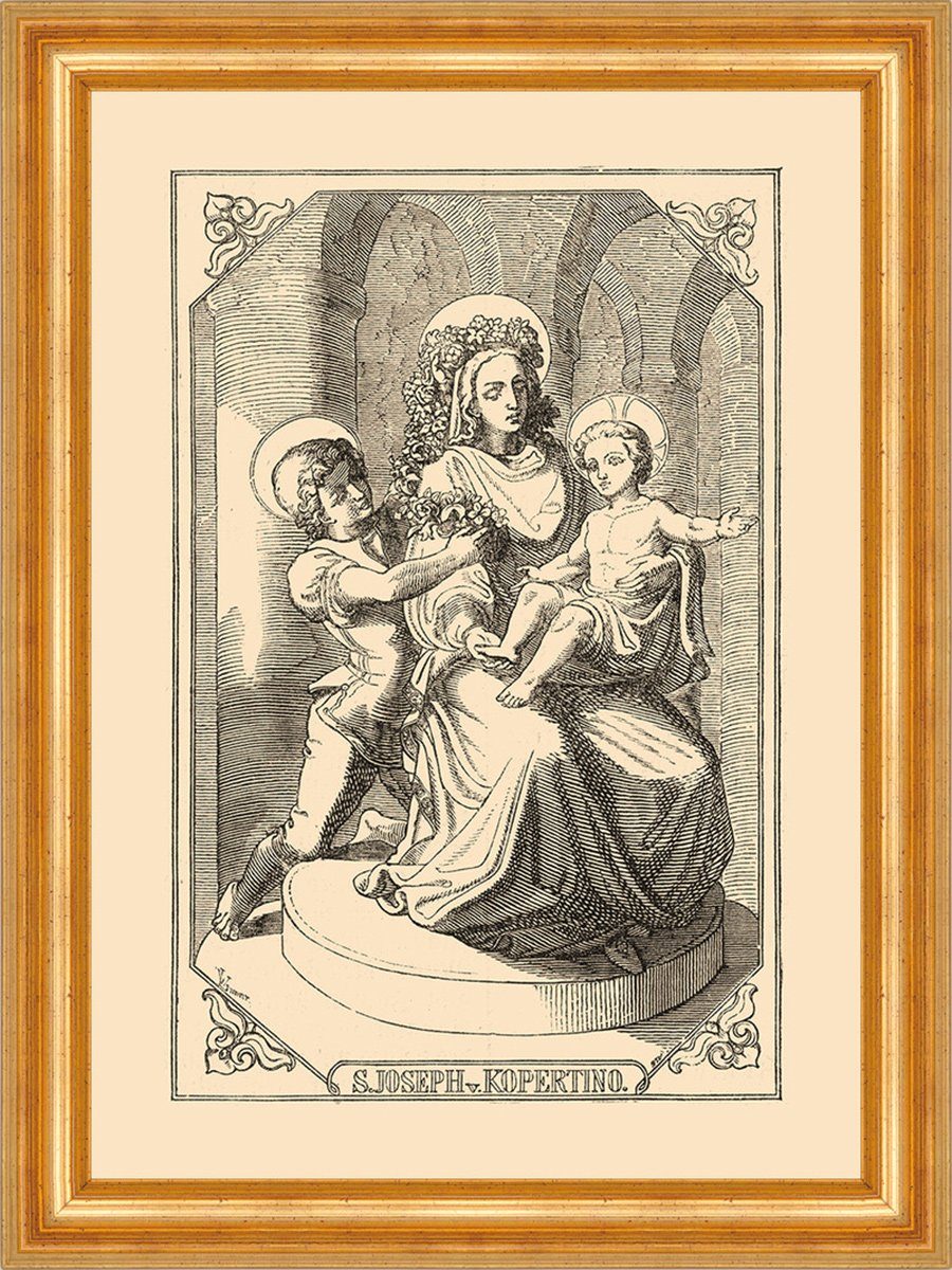 Kunstdruck Der heilige Joseph von Kopertino Holzstich Sankt A4 1068 Gerahmt, (1 St)