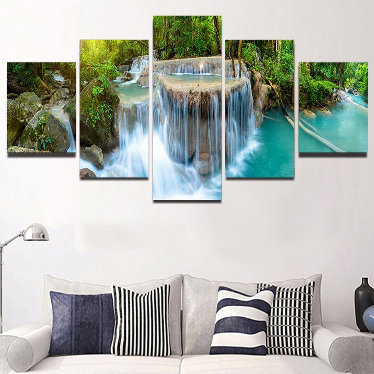 TPFLiving Kunstdruck (OHNE RAHMEN) Poster - Leinwand - Wandbild, 5 teiliges Wandbild ...