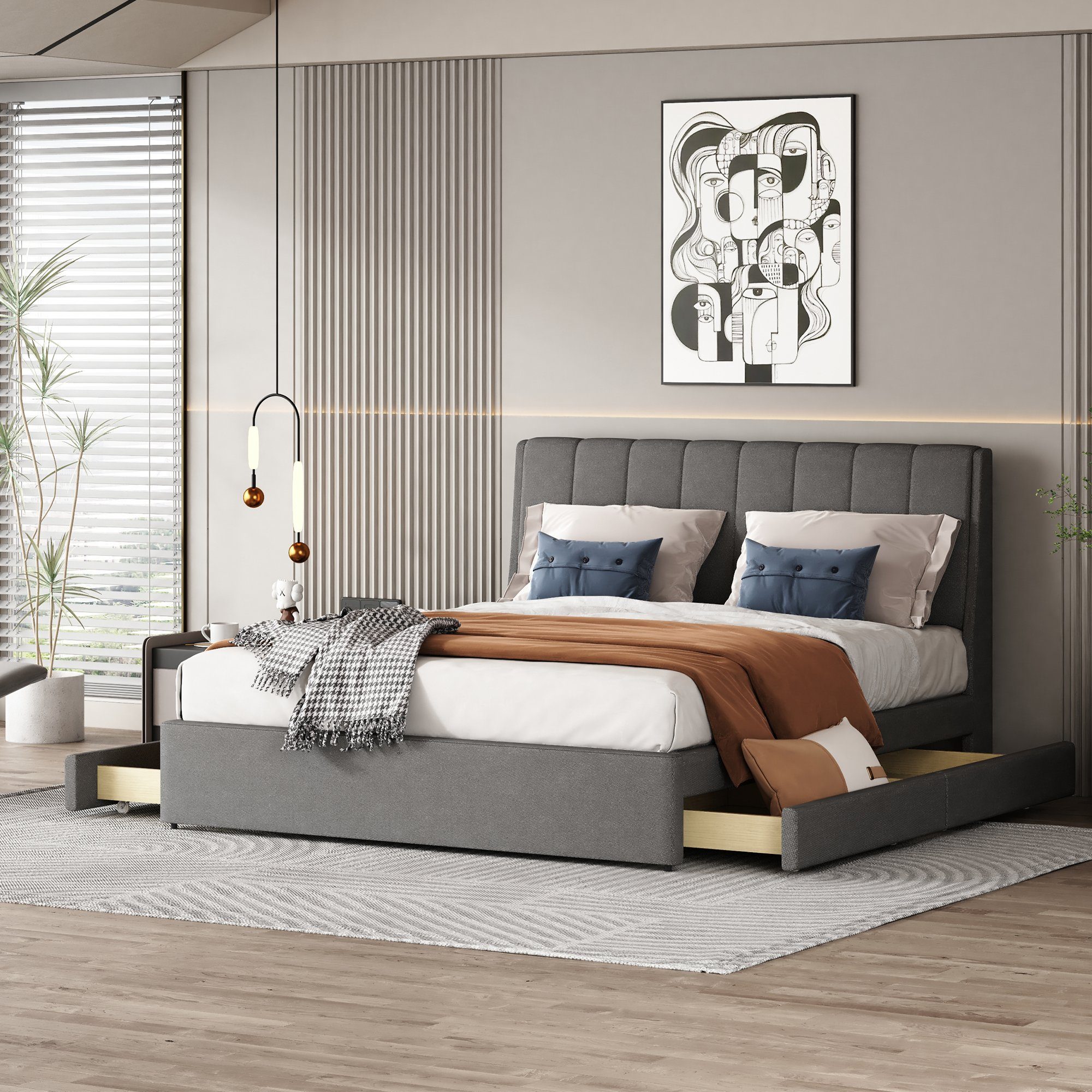 Redom Bett Polsterbett Doppelbett Jugendbett Gästebett Mit