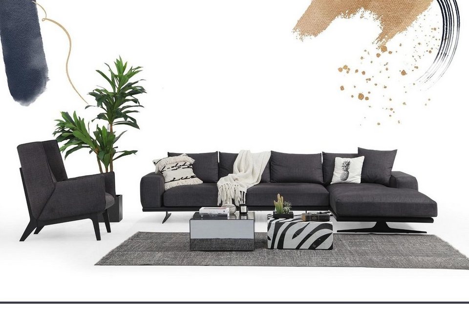 Jvmoebel Wohnzimmer Set Ecksofa L Form Sessel Sofa Wohnzimmer Grau