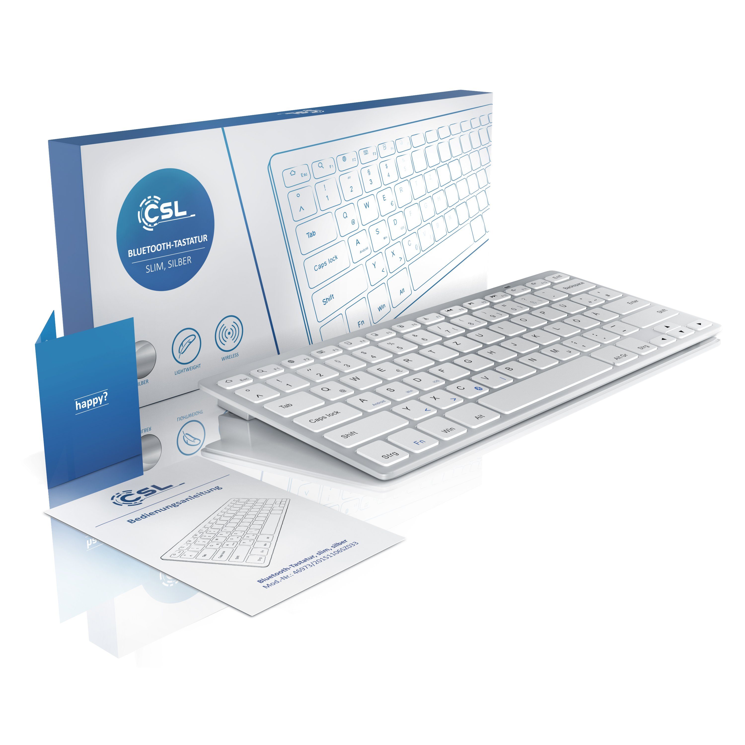CSL Wireless-Tastatur (Bluetooth Keyboard, Ultra dünnes Design ...