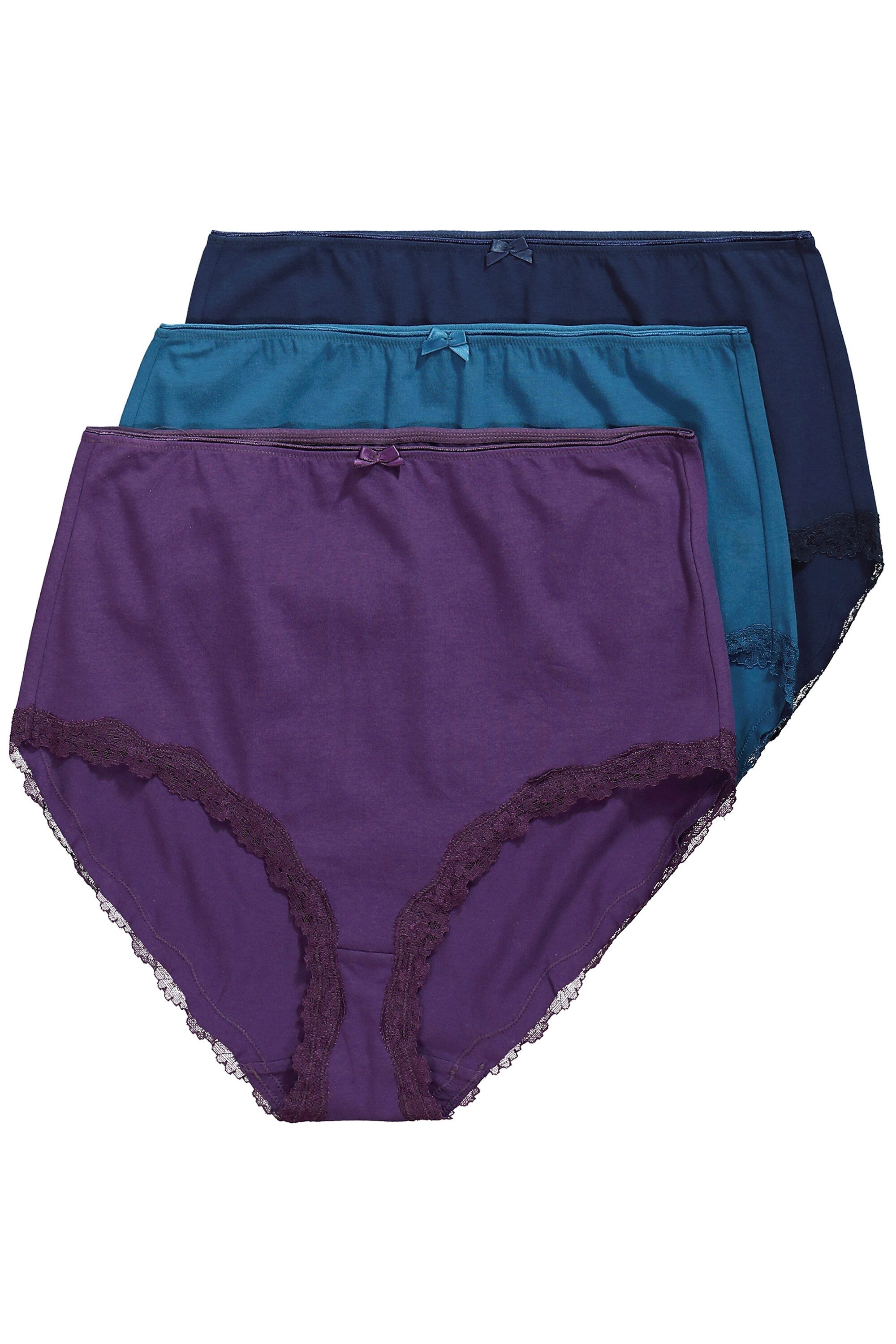 Ulla Popken Slip Maxislips 3er-Pack Spitzenkanten High Waist