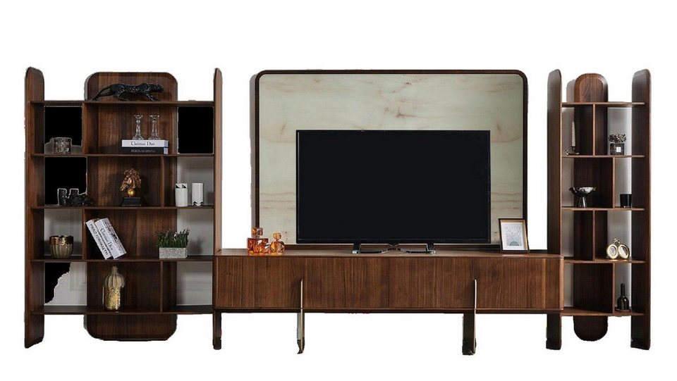 Jvmoebel Wohnzimmer Set Wohnzimmer Set Luxuriös 2x Bücherschränke Und