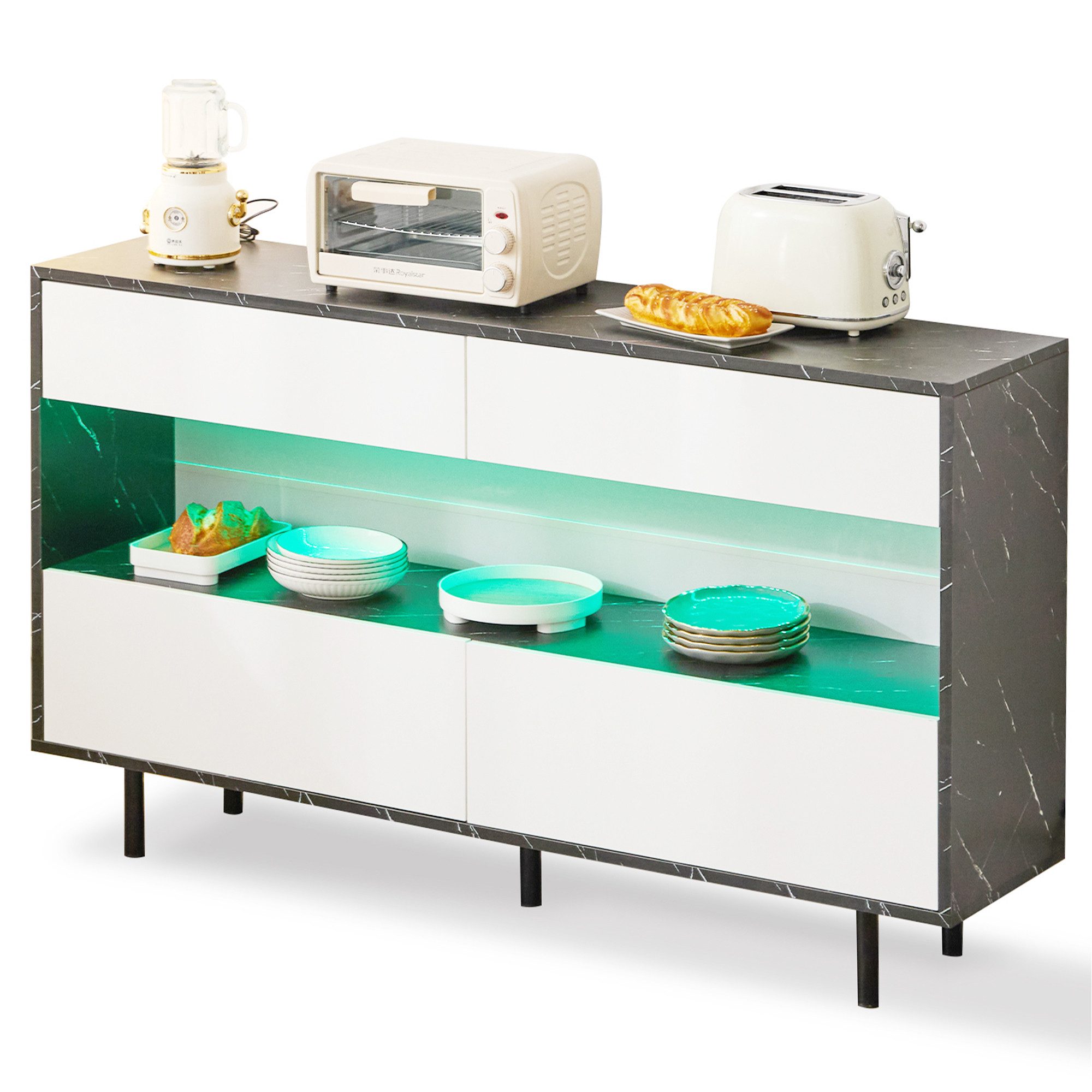 Extsud Sideboard 150 X 35 X 895cm Sideboard In Schwarzem Marmor Design